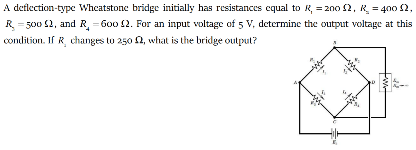Solved A deflection-type Wheatstone bridge initially has | Chegg.com