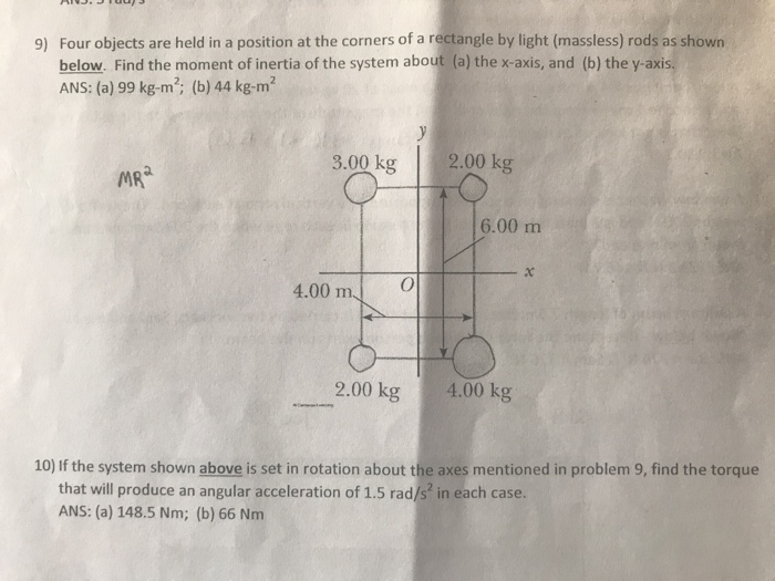 Solved 9) Four objects are held in a position at the corners | Chegg.com