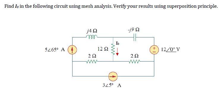 Solved Find Io in the following circuit using mesh analysis. | Chegg.com