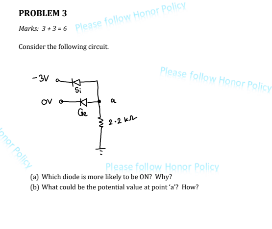 Solved PROBLEM 3 Marks: 3 +3=6 Please follow Honor Policy | Chegg.com Solved PROBLEM 3 Marks: 3 +3=6 Please follow Honor Policy | Chegg.com
