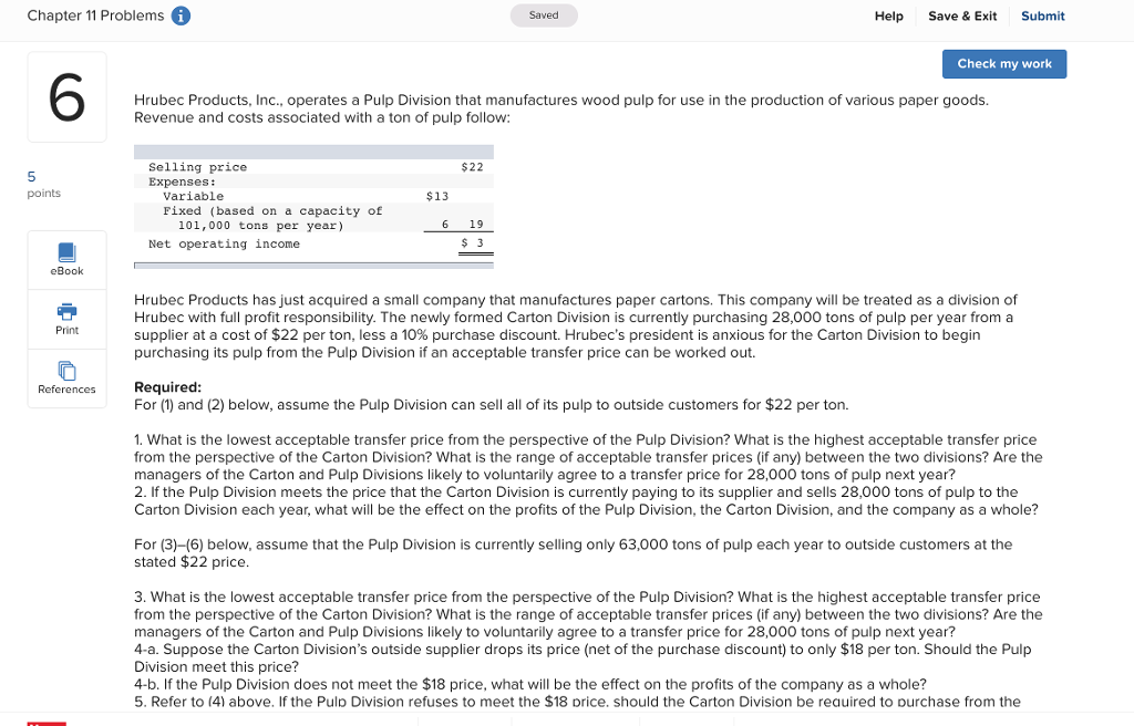 Solved Chapter 11 Problems Saved Help Save And Exit Submit 8627