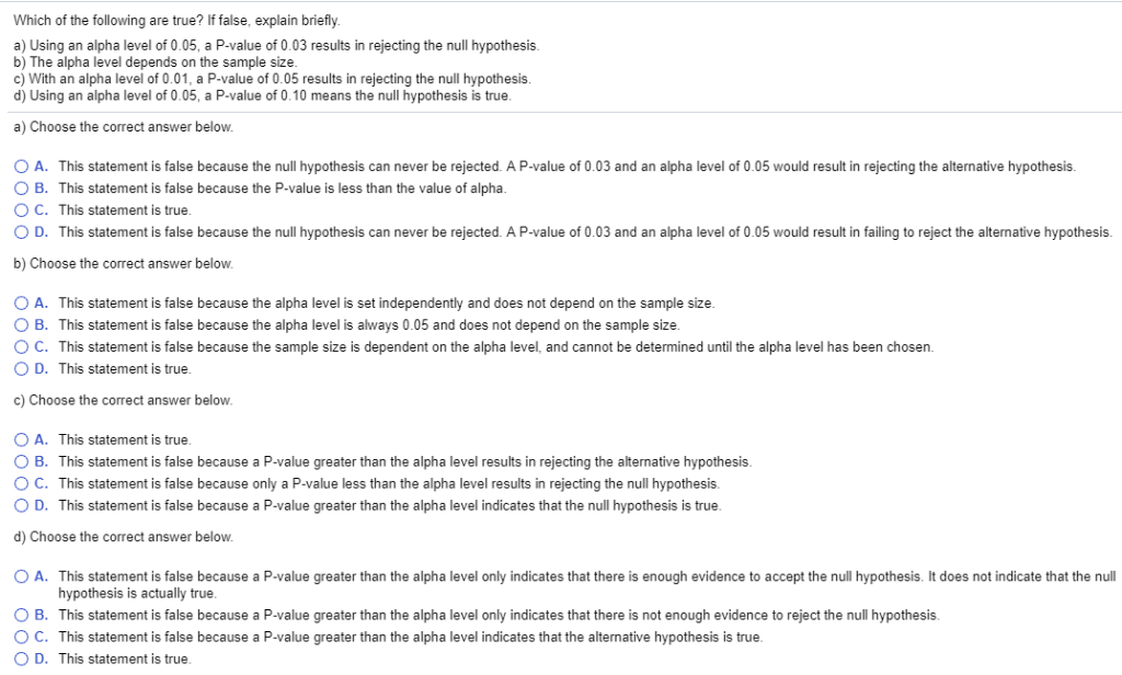 Solved Which of the following are true? If false, explain | Chegg.com