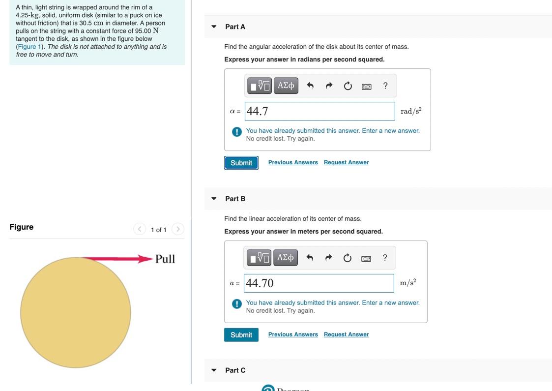 Solved Part A A thin, light string is wrapped around the rim | Chegg.com