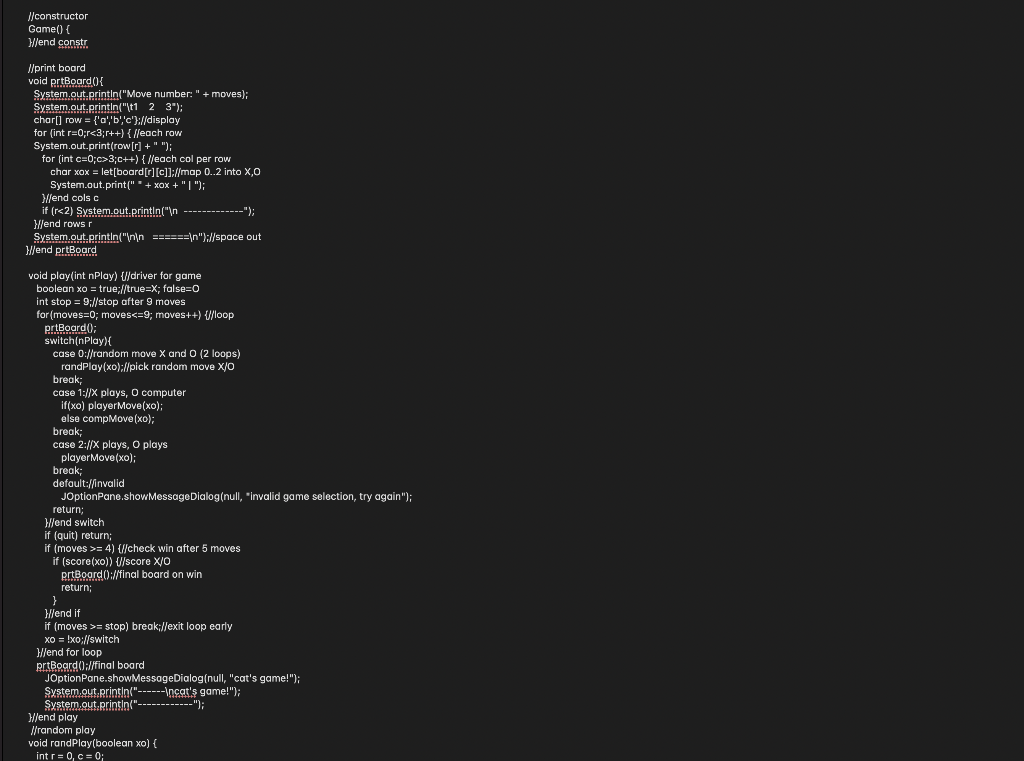 Solved can someone help me with this tic tac toe java code. | Chegg.com