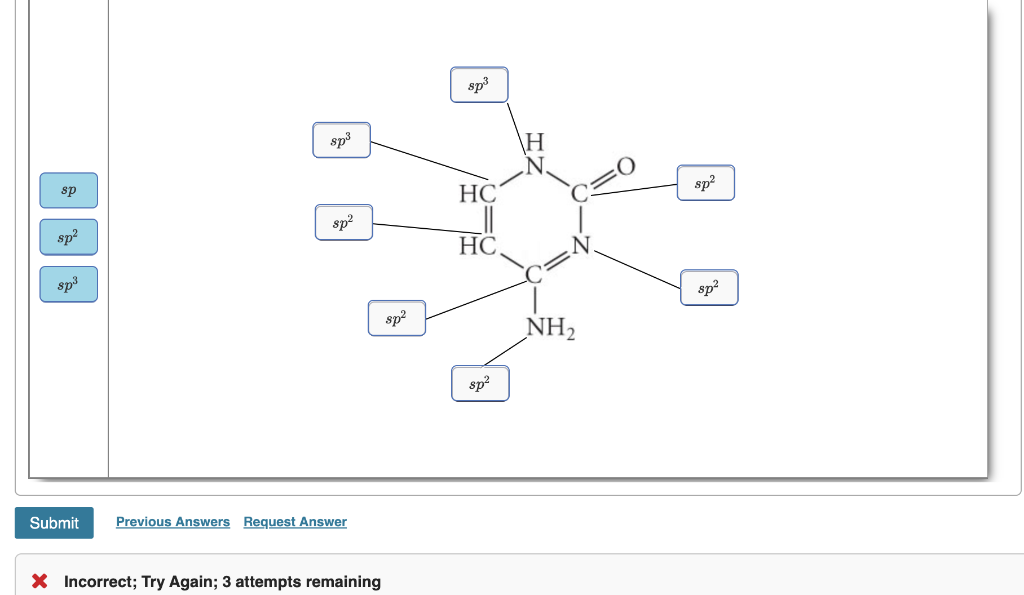 Solved sp3 sp \Н N. sp? sp HC sp sp? HC 8p3 8p sp2 NH2 8p2 | Chegg.com