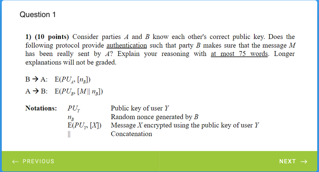 Solved 1) (10 points) Consider parties A and B know each | Chegg.com