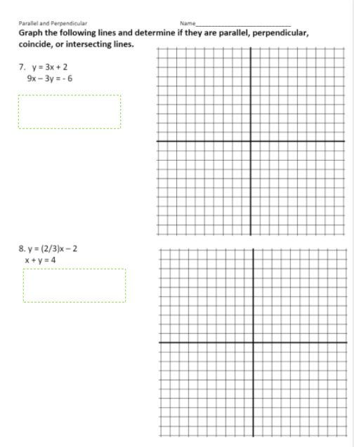 Solved Name Parallel and Perpendicular Graph the following | Chegg.com