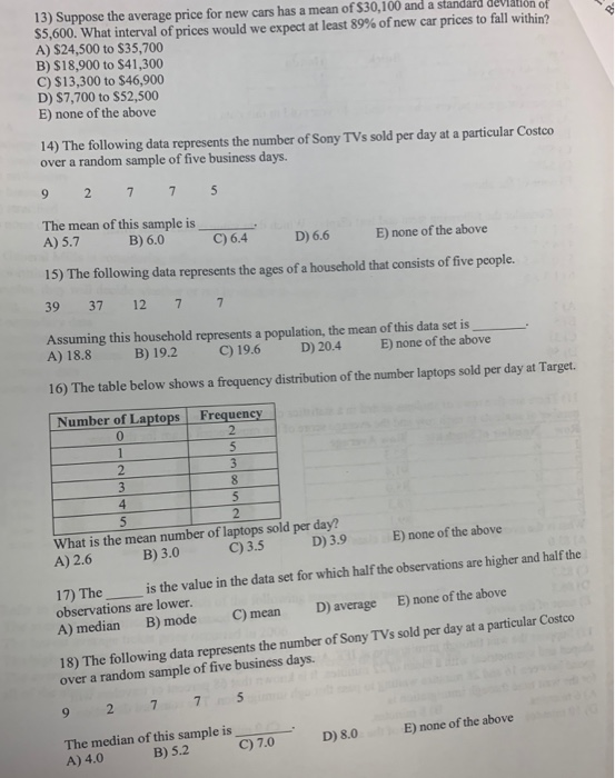 Solved $5,600, what interval of prices would we expect at | Chegg.com