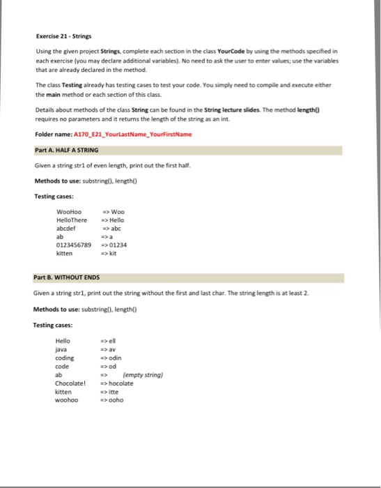 Solved Exercise 21 Strings Using the given project Strings, | Chegg.com