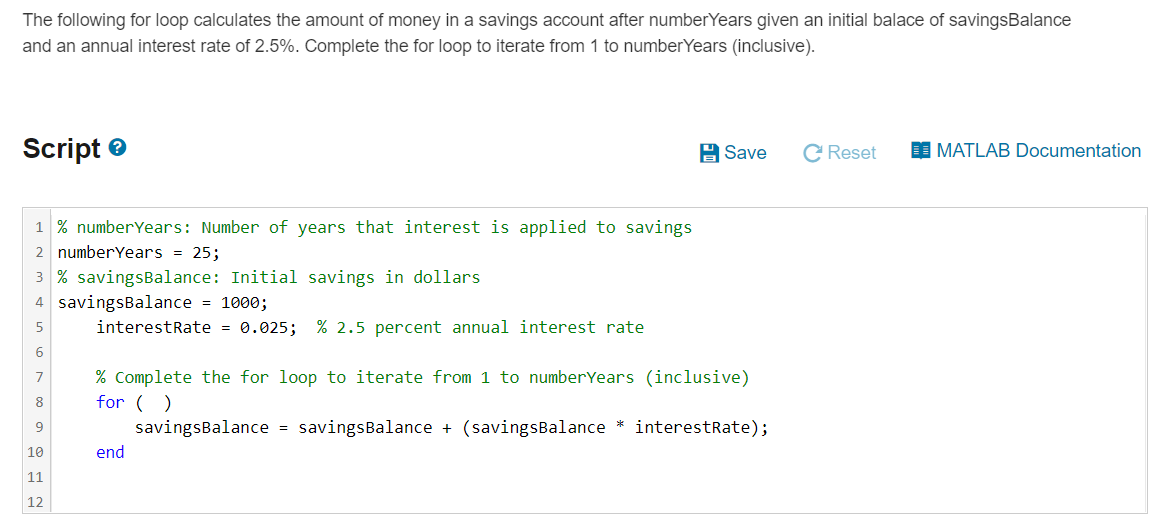 Solved The following for loop calculates the amount of money | Chegg.com