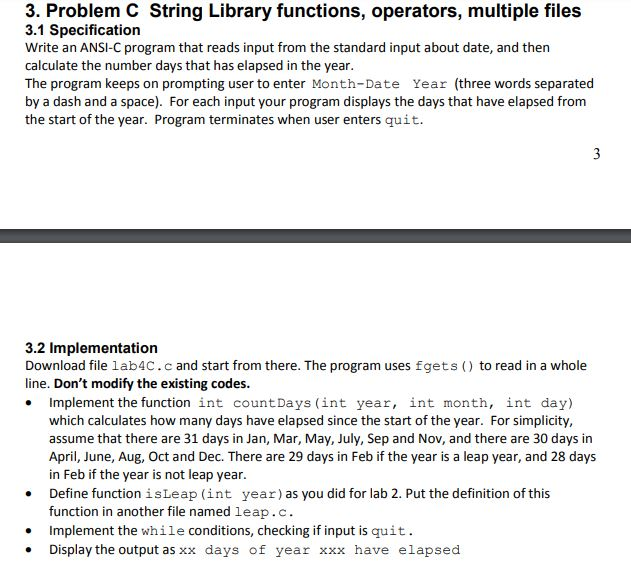 Solved 3. Problem C String Library functions, operators, | Chegg.com