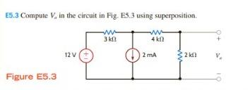 Solved E5.3 Compute Va in the circuit in Fig. F5.3 using | Chegg.com