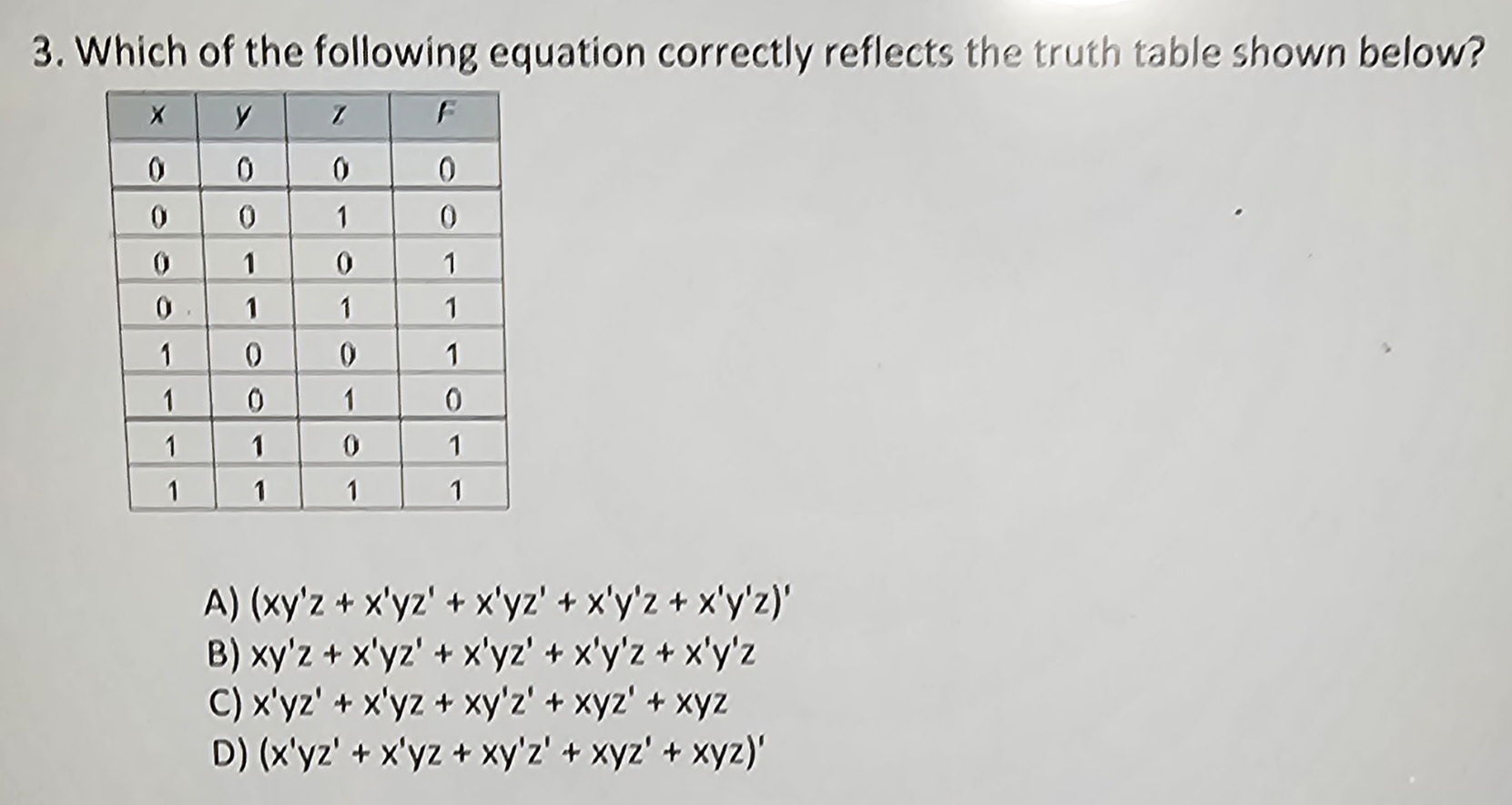 Solved 3. Which of the following equation correctly reflects | Chegg.com