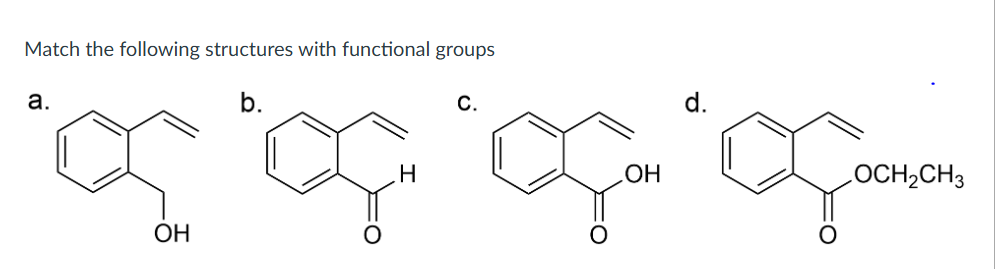 Match the following structures with functional groups | Chegg.com