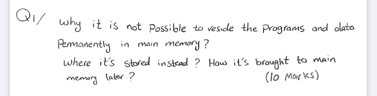 Solved QI/ why it is not possible to veside the programs and | Chegg.com