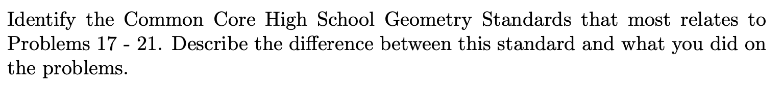 Solved Identify the Common Core High School Geometry | Chegg.com
