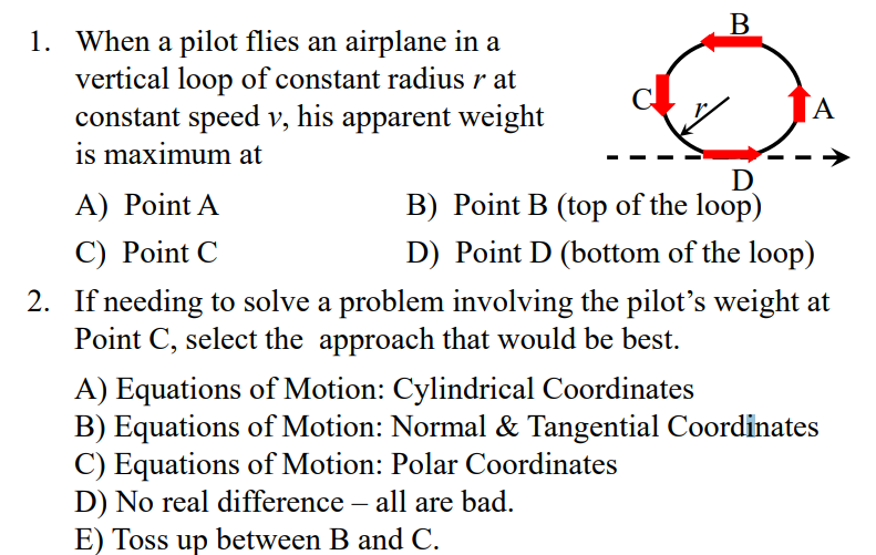 Solved 1. When a pilot flies an airplane in a vertical loop | Chegg.com