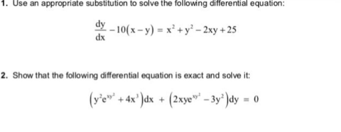 Solved Use an appropriate substitution to solve the | Chegg.com
