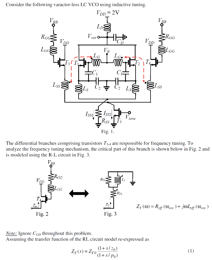 Solved Consider the following varactor-less LC VCO using | Chegg.com