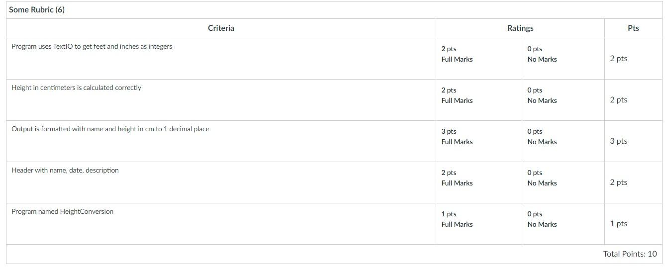 Write a program that coverts a user's height in feet | Chegg.com