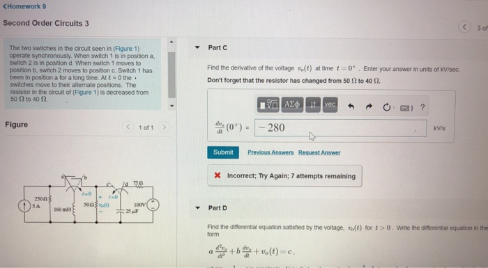 Solved Homework 9 Second Order Circuits 3 K)3 of The two | Chegg.com