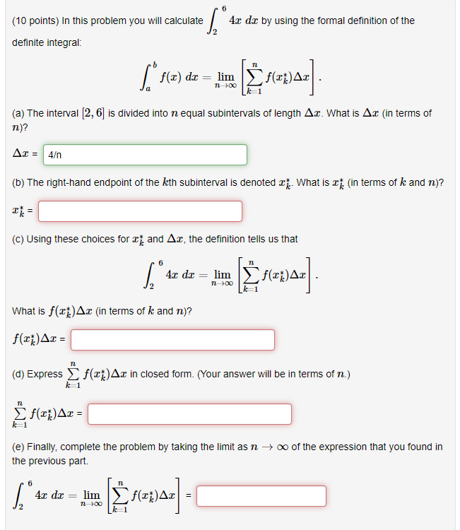 Solved 4.c dx by using the formal definition of the (10 | Chegg.com