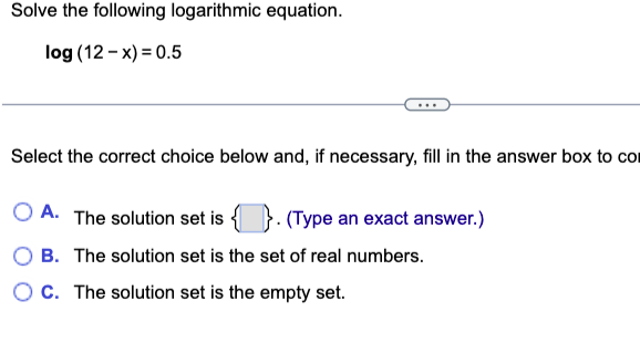 Solved Solve The Following Logarithmic Equation Log 12 X 1632