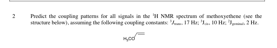 Solved Predict the coupling patterns for all signals in the | Chegg.com
