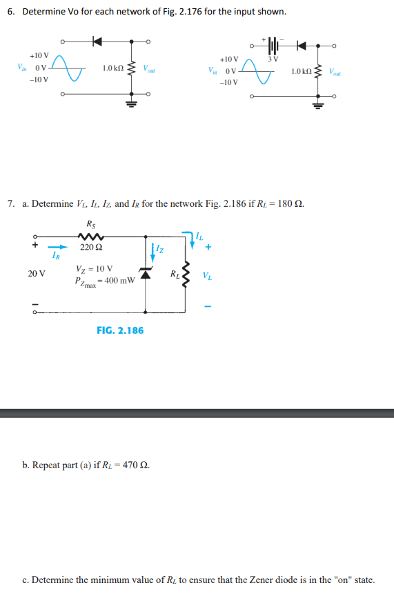 Solved 6. Determine Vo for each network of Fig. 2.176 for | Chegg.com