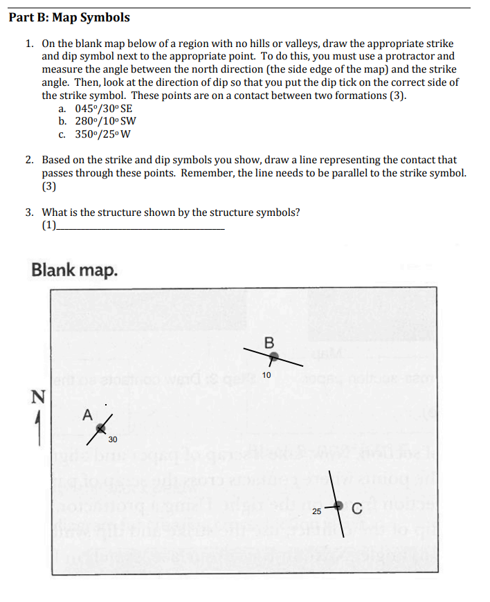 Solved Part B: Map Symbols 1. On the blank map below of a | Chegg.com