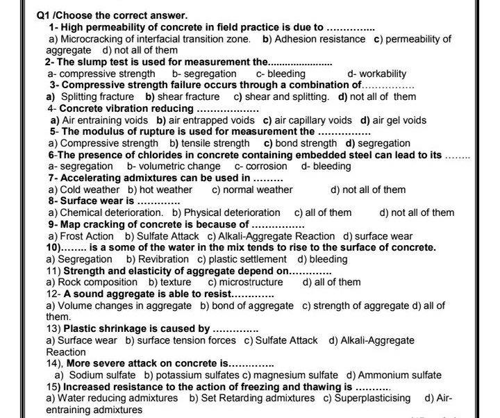 Solved Q1 /Choose the correct answer. 1- High permeability | Chegg.com