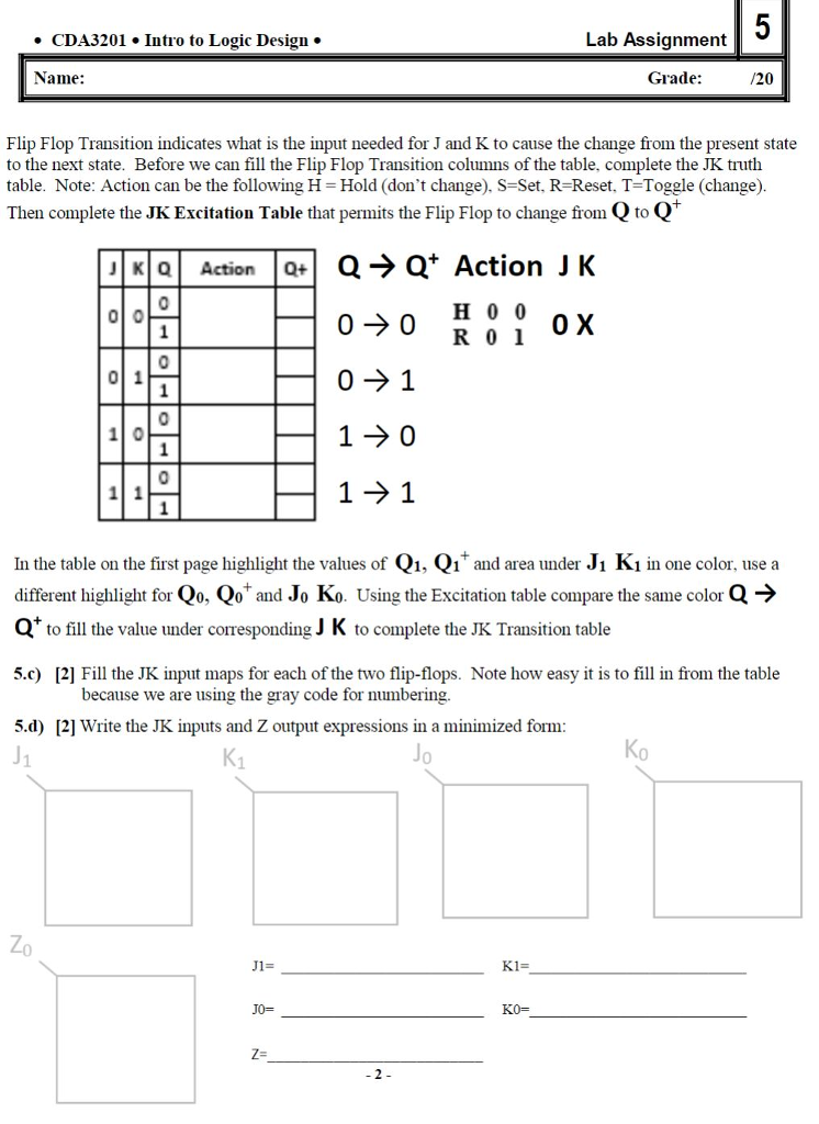 Lab Assignment Cda3201 Intro To Logic Design 