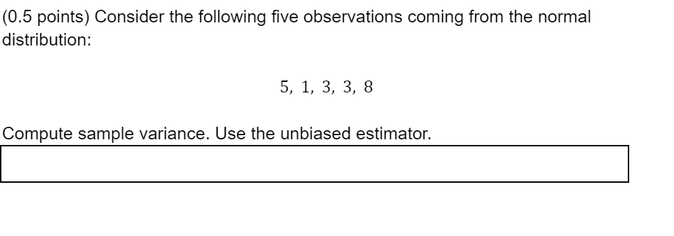 Solved (0.5 points) Consider the following five observations | Chegg.com