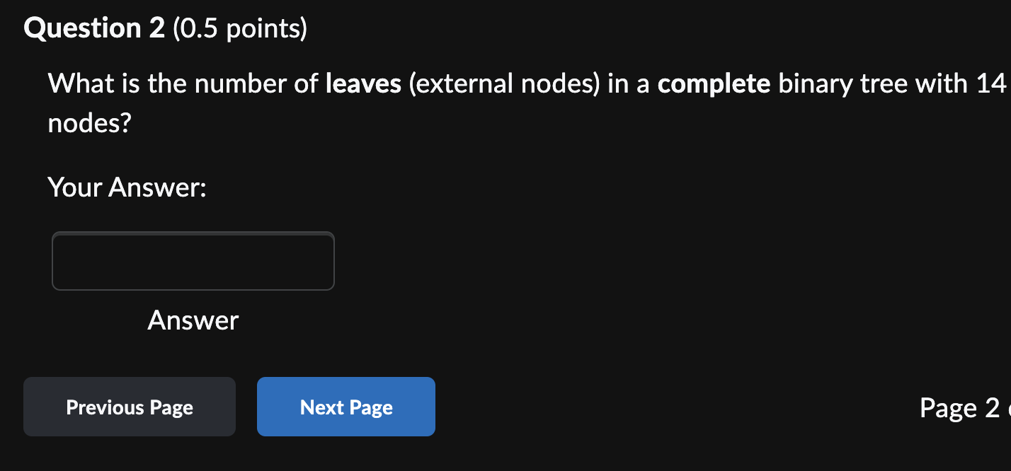 Solved Question 2 (0.5 points) What is the number of leaves | Chegg.com