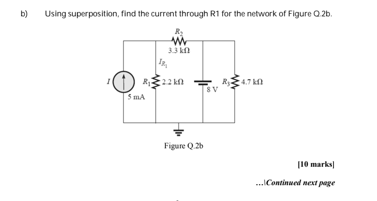 Solved b) ﻿Using superposition, find the current through R1 | Chegg.com