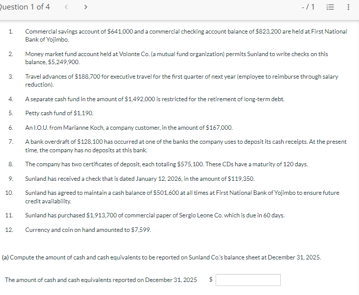 Solved 1. Commercial savings account of $641,000 and a | Chegg.com