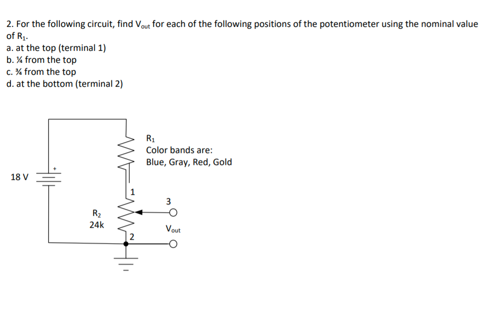 Solved 2. For the following circuit, find Vout for each of | Chegg.com
