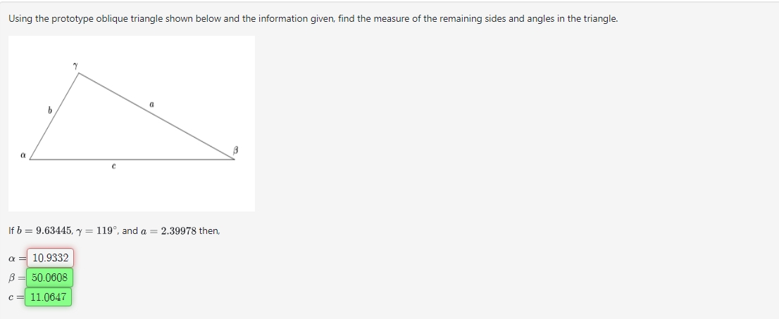 Solved Using the prototype oblique triangle shown below and | Chegg.com