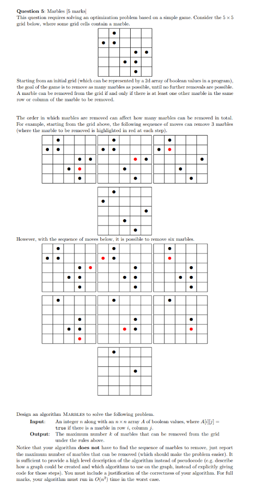 Solved Question 5: Marbles 5 marks This question requires | Chegg.com