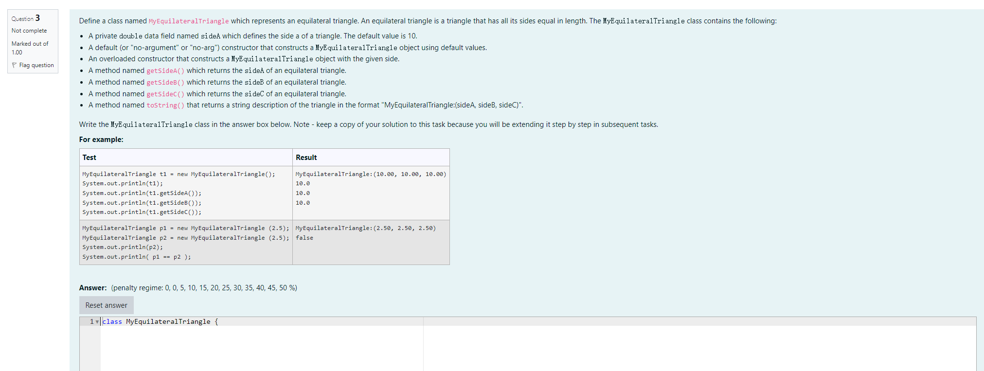 Solved Question 3 Not complete Marked out of 1.00 P Flag | Chegg.com