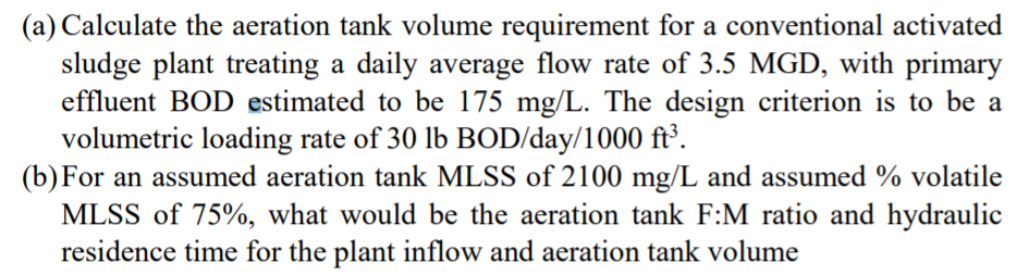 Aeration Tank Design Calculation