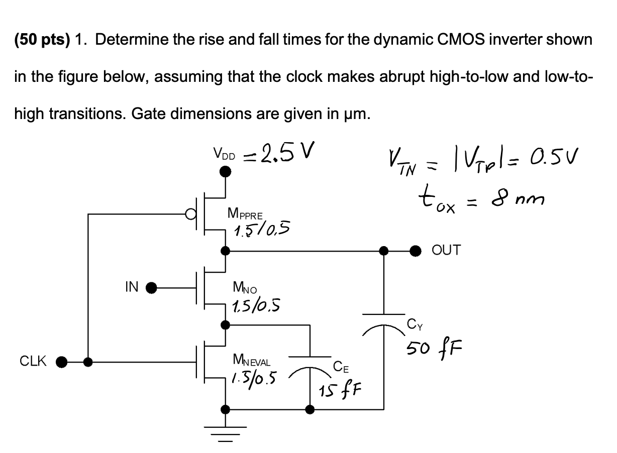 Solved (50 pts) 1. Determine the rise and fall times for the | Chegg.com