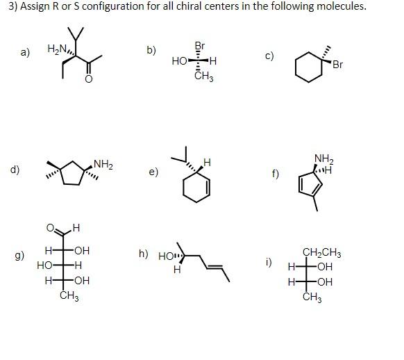 Solved 3) Assign R or S configuration for all chiral centers | Chegg.com
