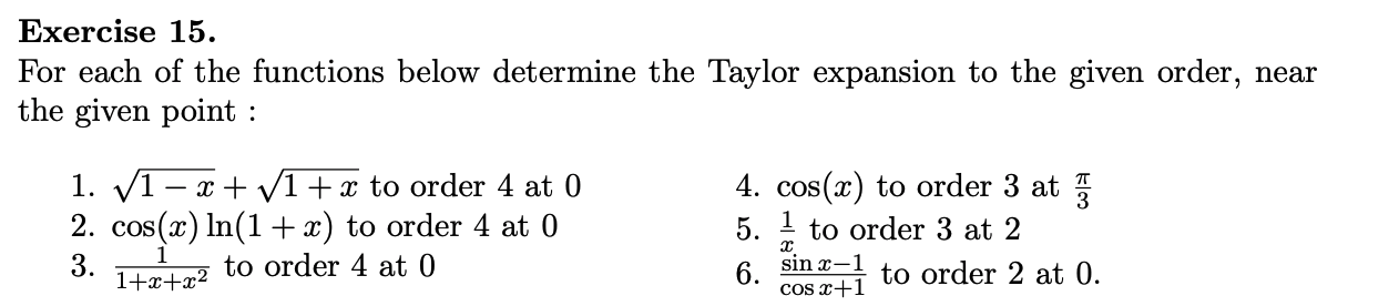 Solved Exercise 15. For each of the functions below | Chegg.com