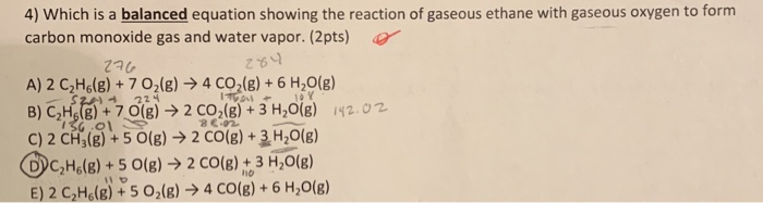 Solved 4) Which is a balanced equation showing the reaction | Chegg.com