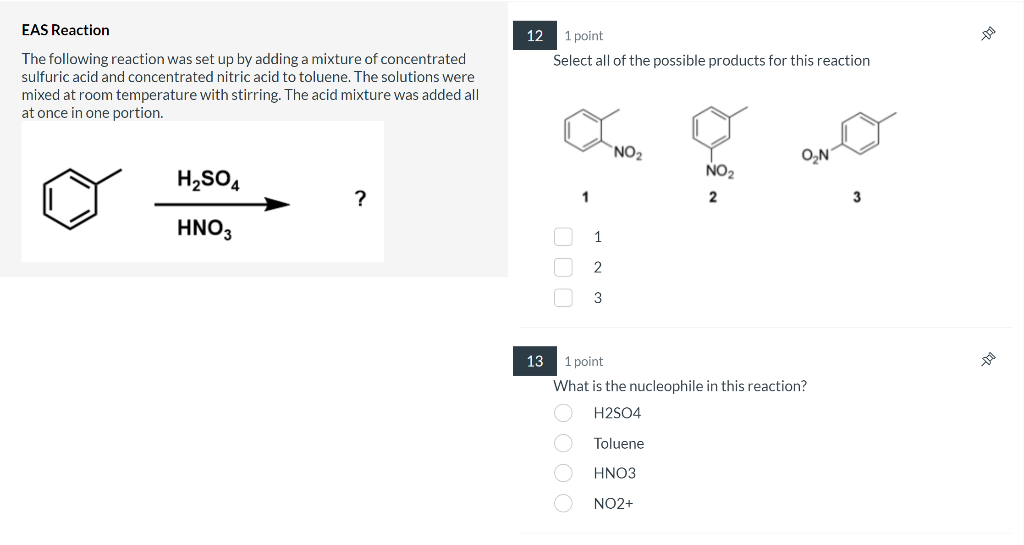 Solved EAS Reaction 12 1 point Select all of the possible | Chegg.com