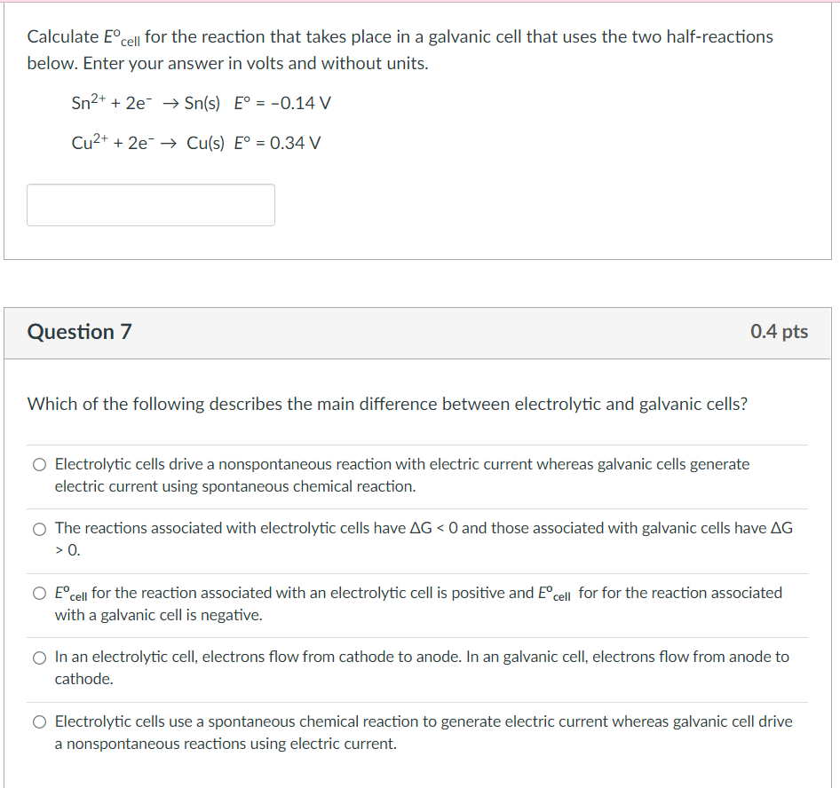 Solved Calculate Ecell ∘ for the reaction that takes place | Chegg.com