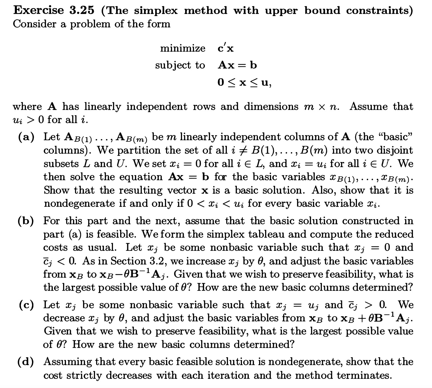 Solved Exercise 3.25 (The simplex method with upper bound | Chegg.com