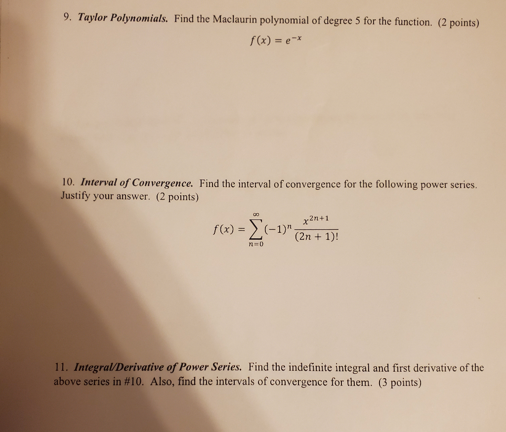 Solved 9. Taylor Polynomials. Find the Maclaurin polynomial | Chegg.com