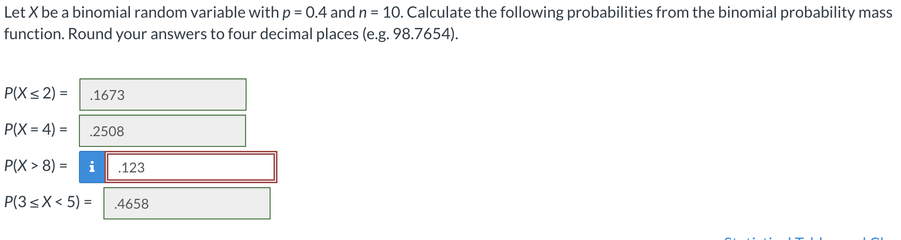 Solved Let X be a binomial random variable with p=0.4 and | Chegg.com